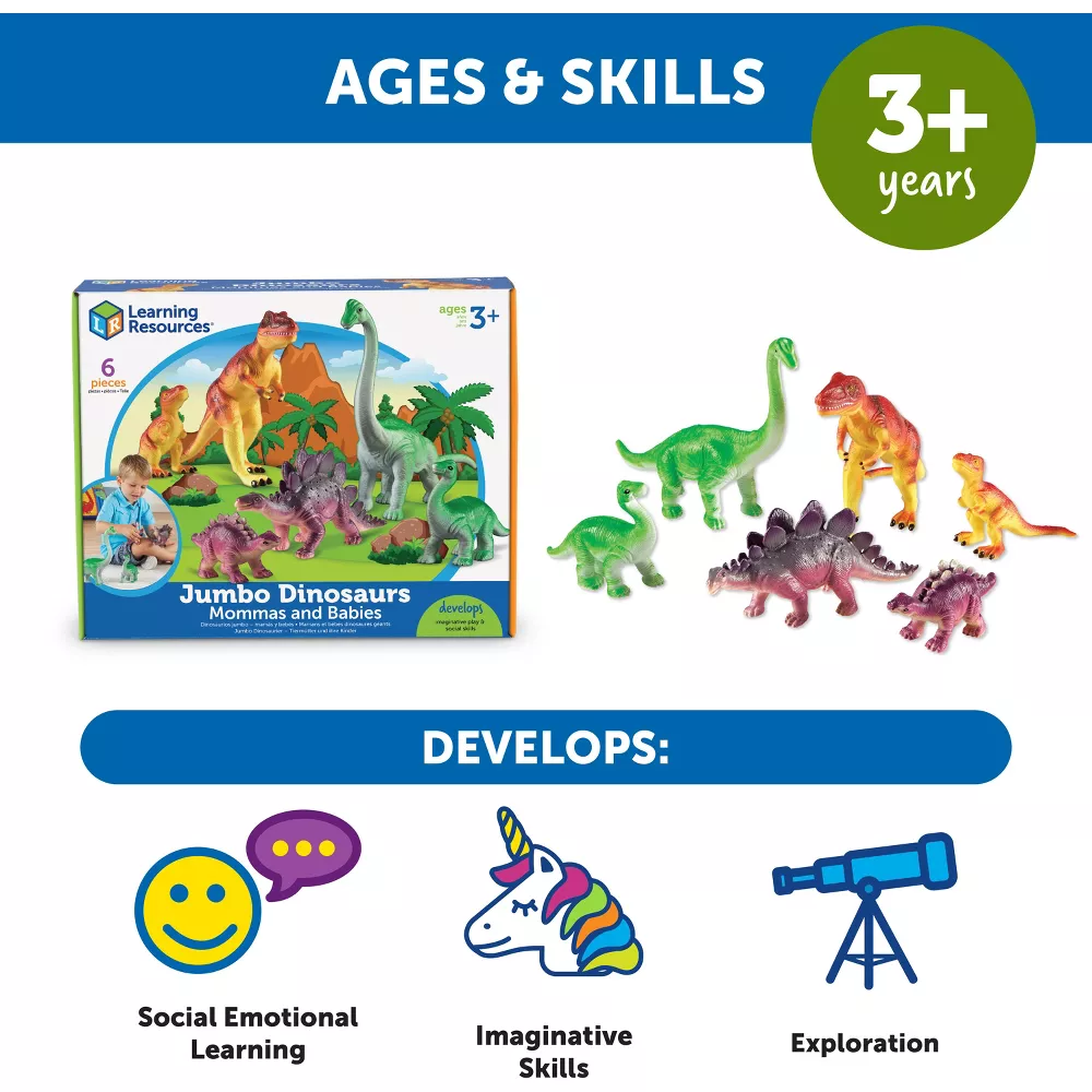 Learning Resources Jumbo Dinosaurs, Mommas and Babies, T-Rex ...